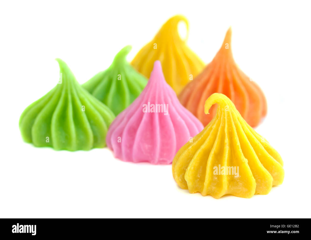 Close-up of colorful candy. "A-lua" Thai style handmade candy sweet ...