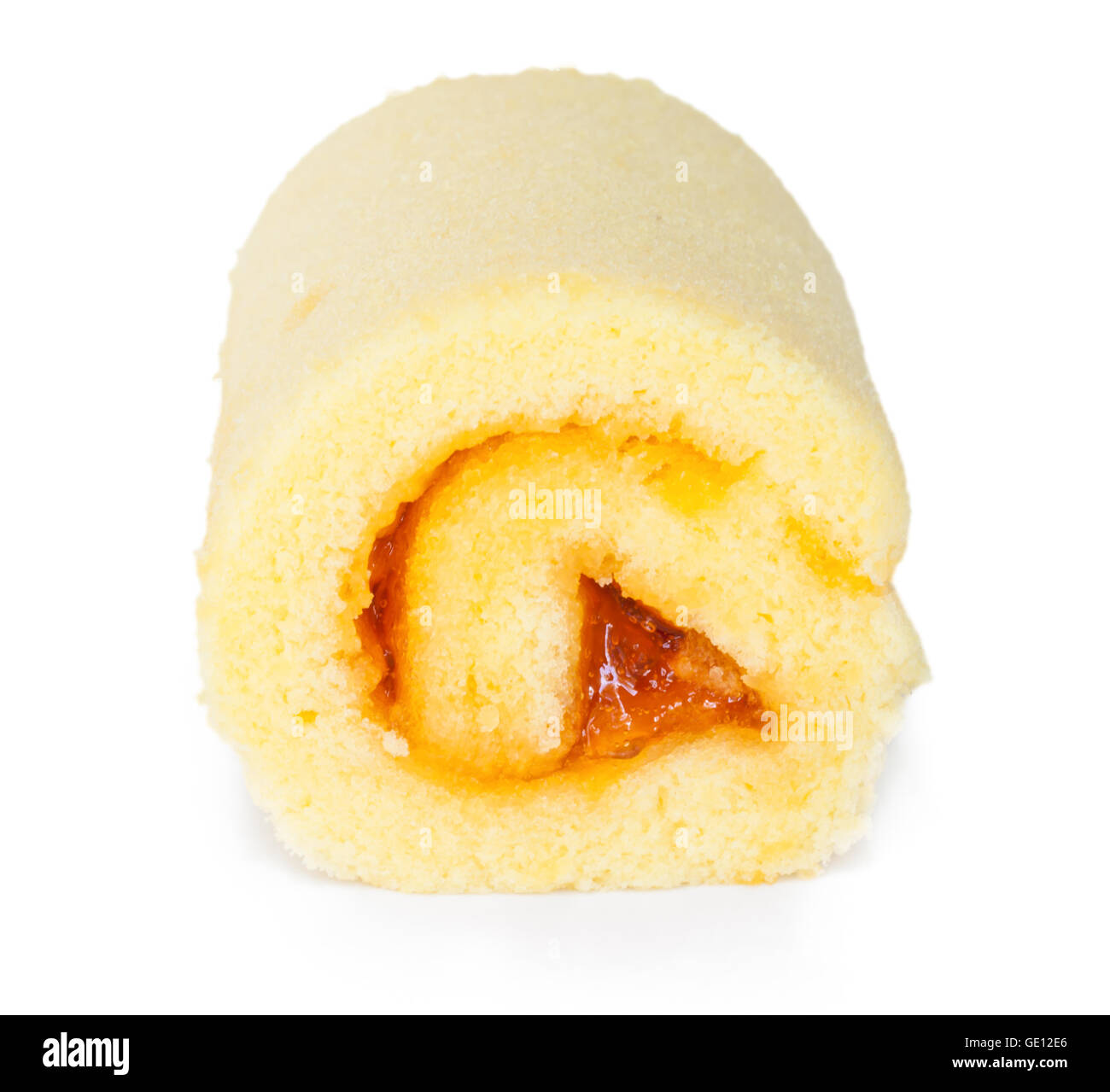 Sweet roll cake with orange jam isolated on white Stock Photo - Alamy