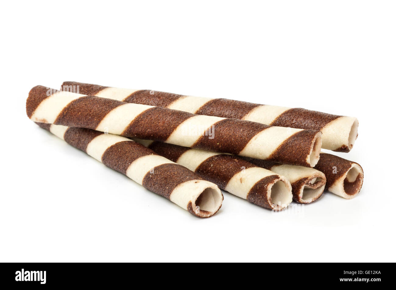chocolate waffle rolls with chocolate cream,selective focus Stock Photo ...