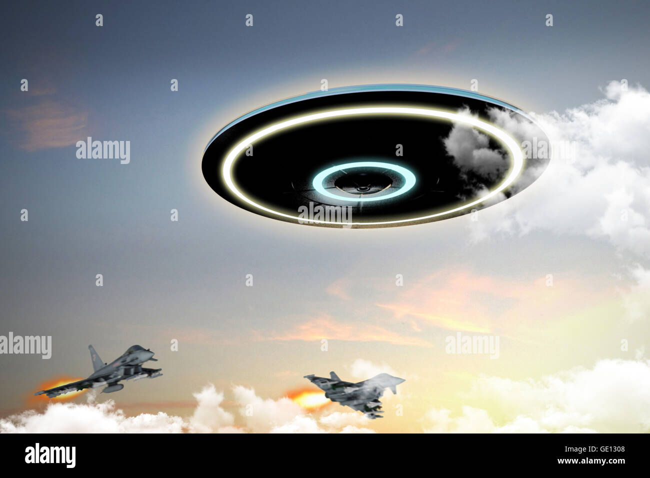 3d illustration of unidentified flying object engaged by military ...