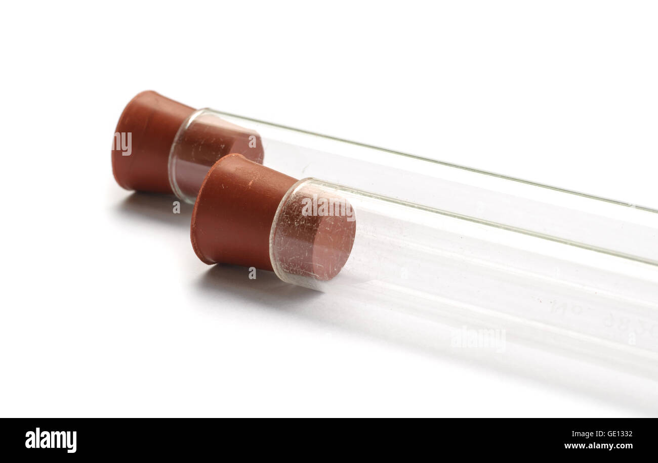 laboratory test tube with a cork isolated on white background Stock ...