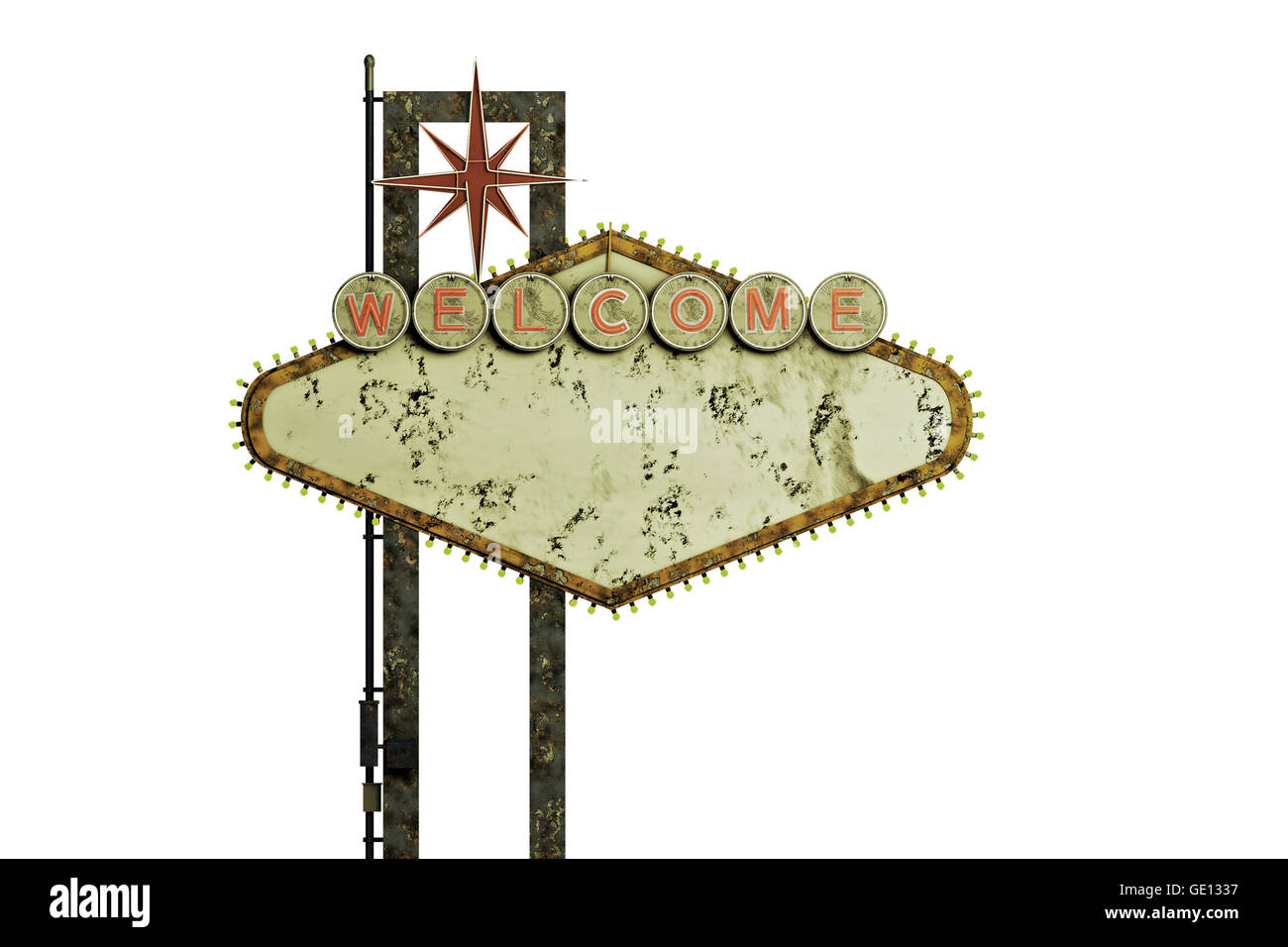3d illustration of an old and rusty welcome sign isolated on white ...