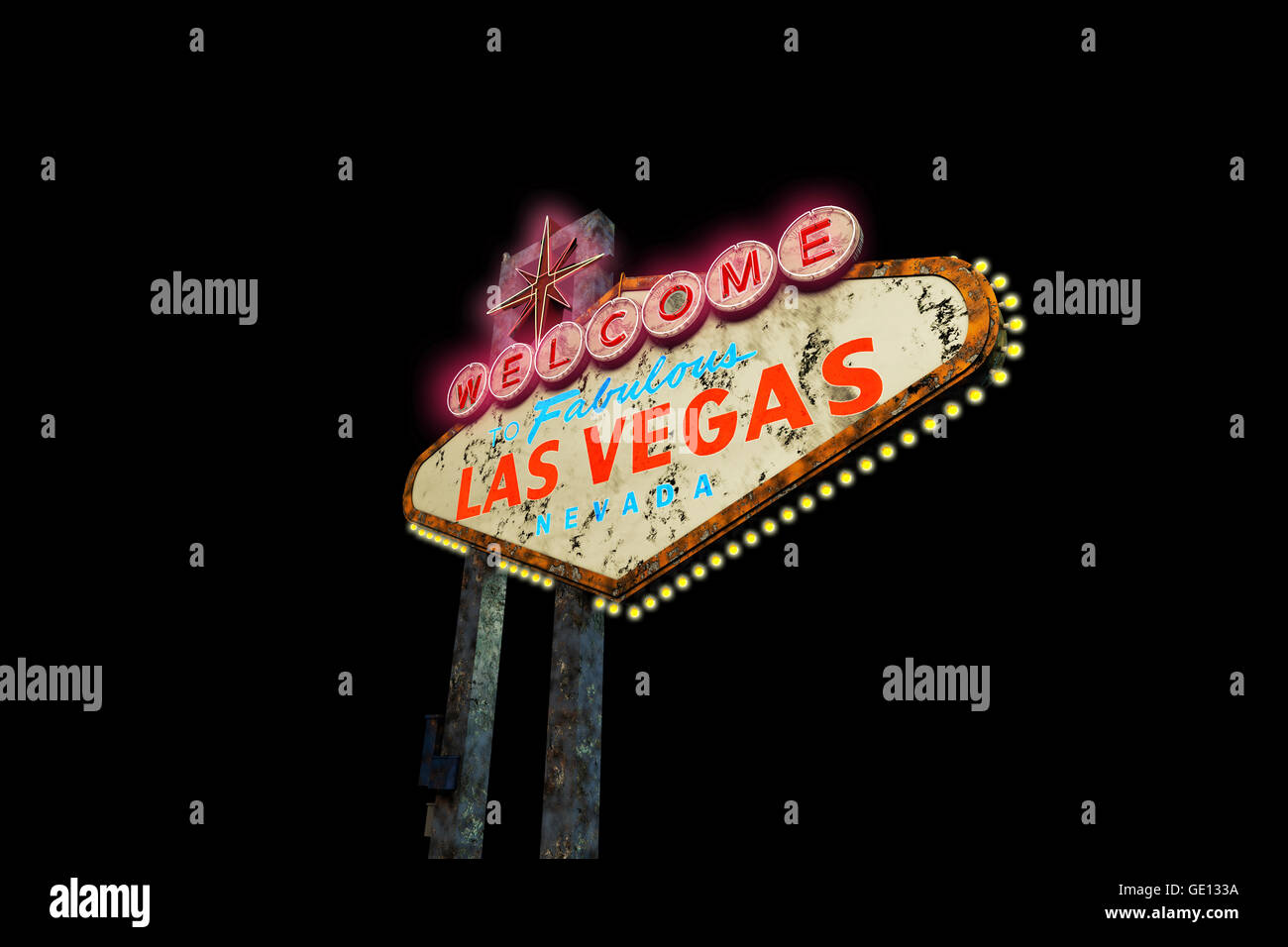 3d illustration of an old and rusty welcome sign isolated on black ...