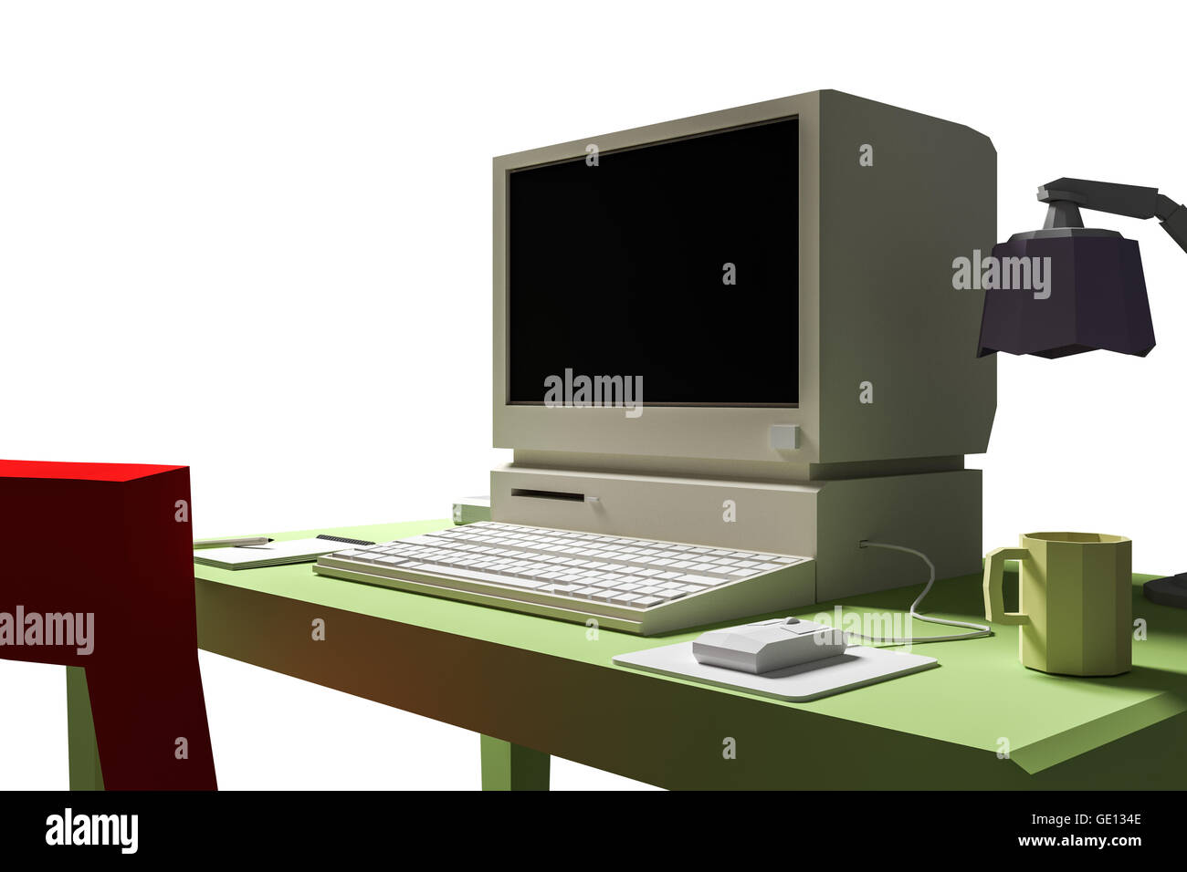 3d illustration of a low poly desk isolated on white background Stock ...