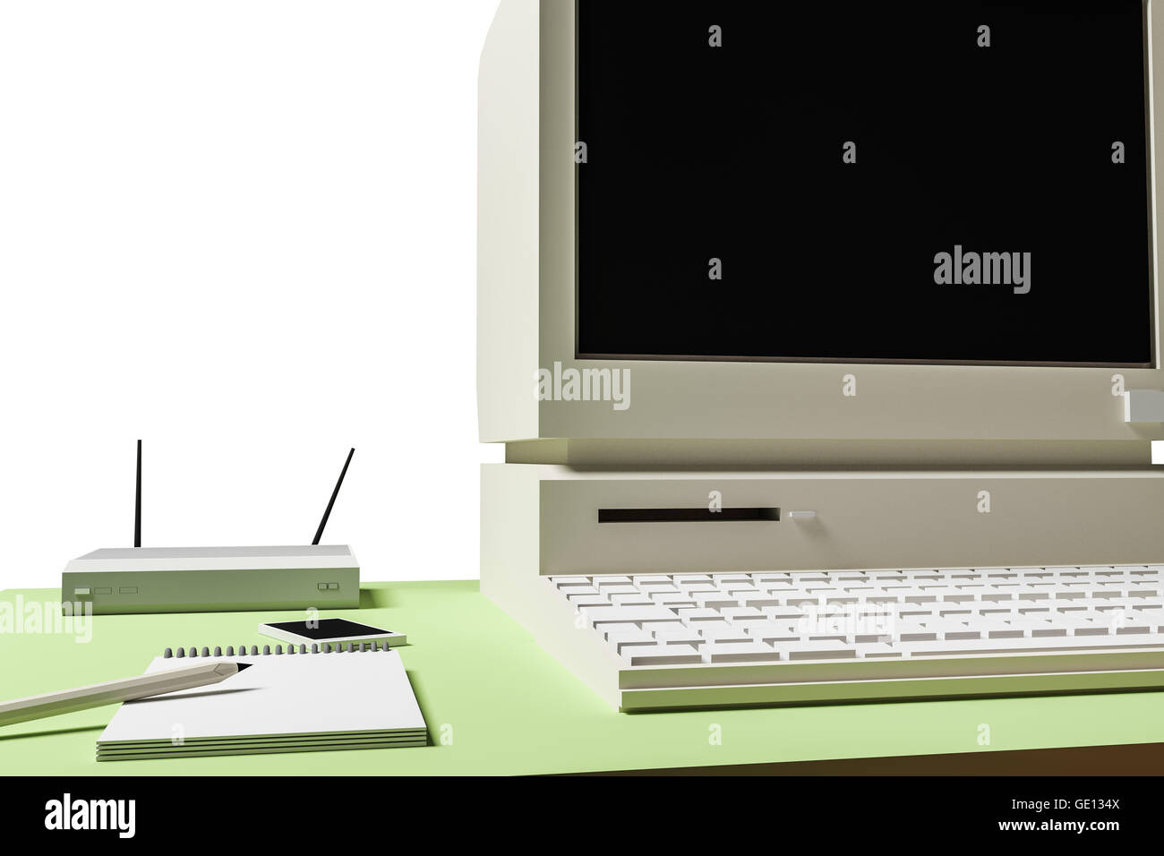 3d illustration of a computer desktop isolated on white background ...