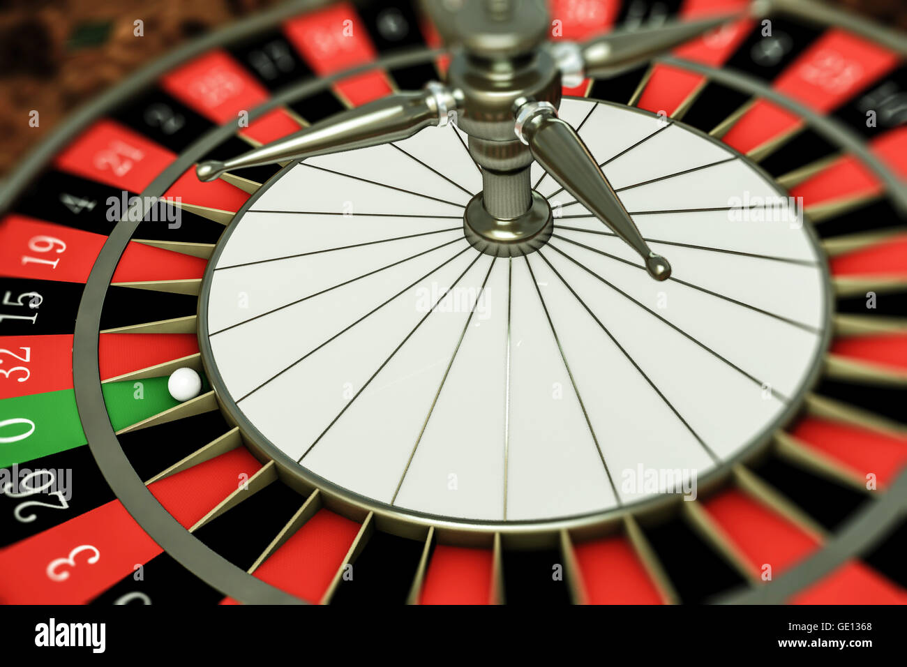 3d illustration of a roulette with ball on number zero Stock Photo - Alamy