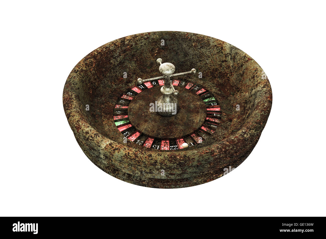 3d illustration of a rusty roulette isolated on white background Stock ...