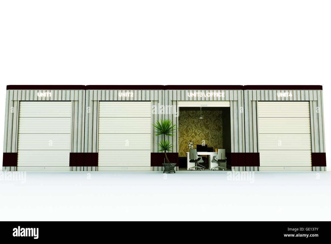 3d illustration of a self storage office isolated on white background ...