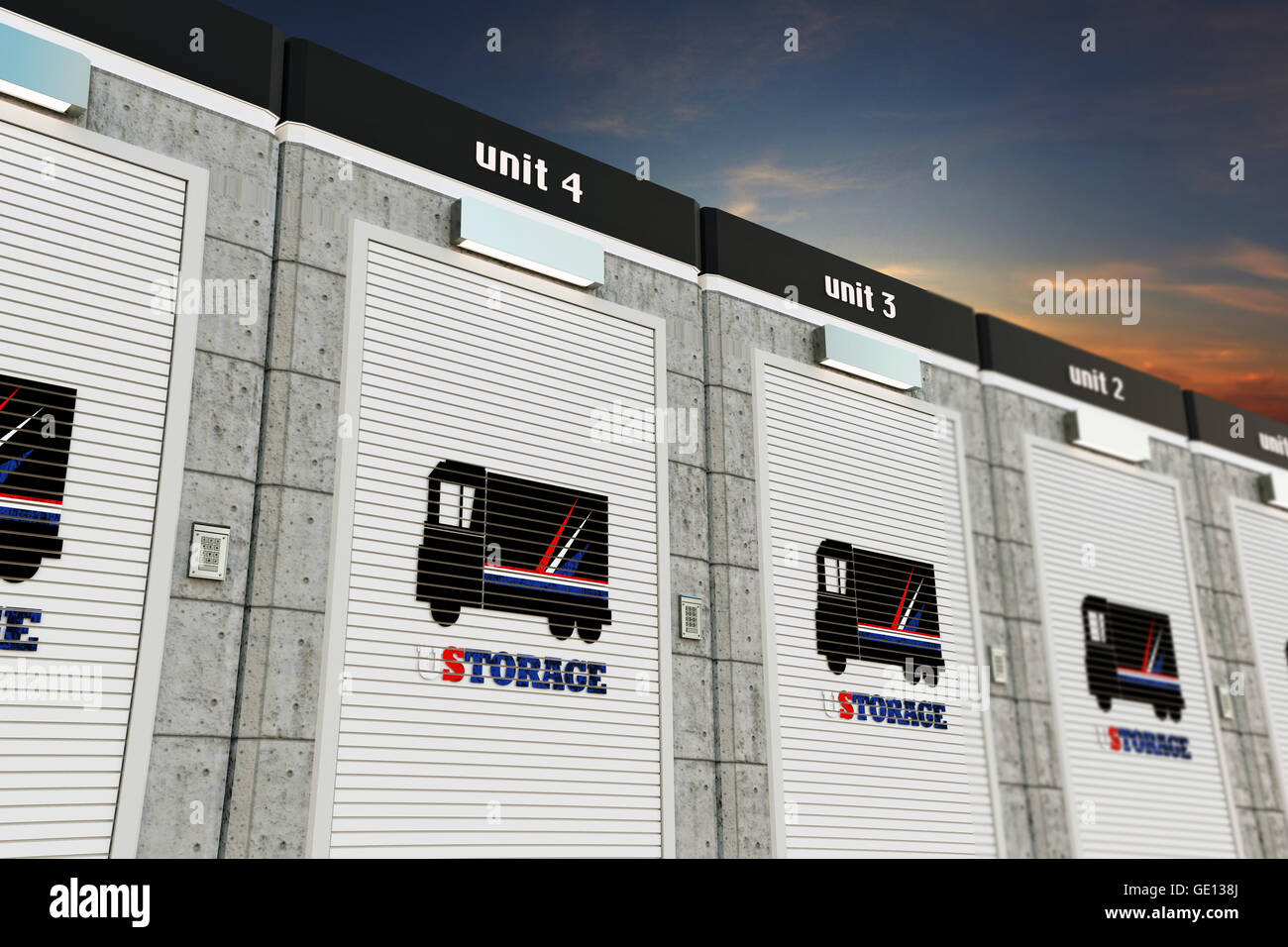 3d illustration of self storage units Stock Photo - Alamy