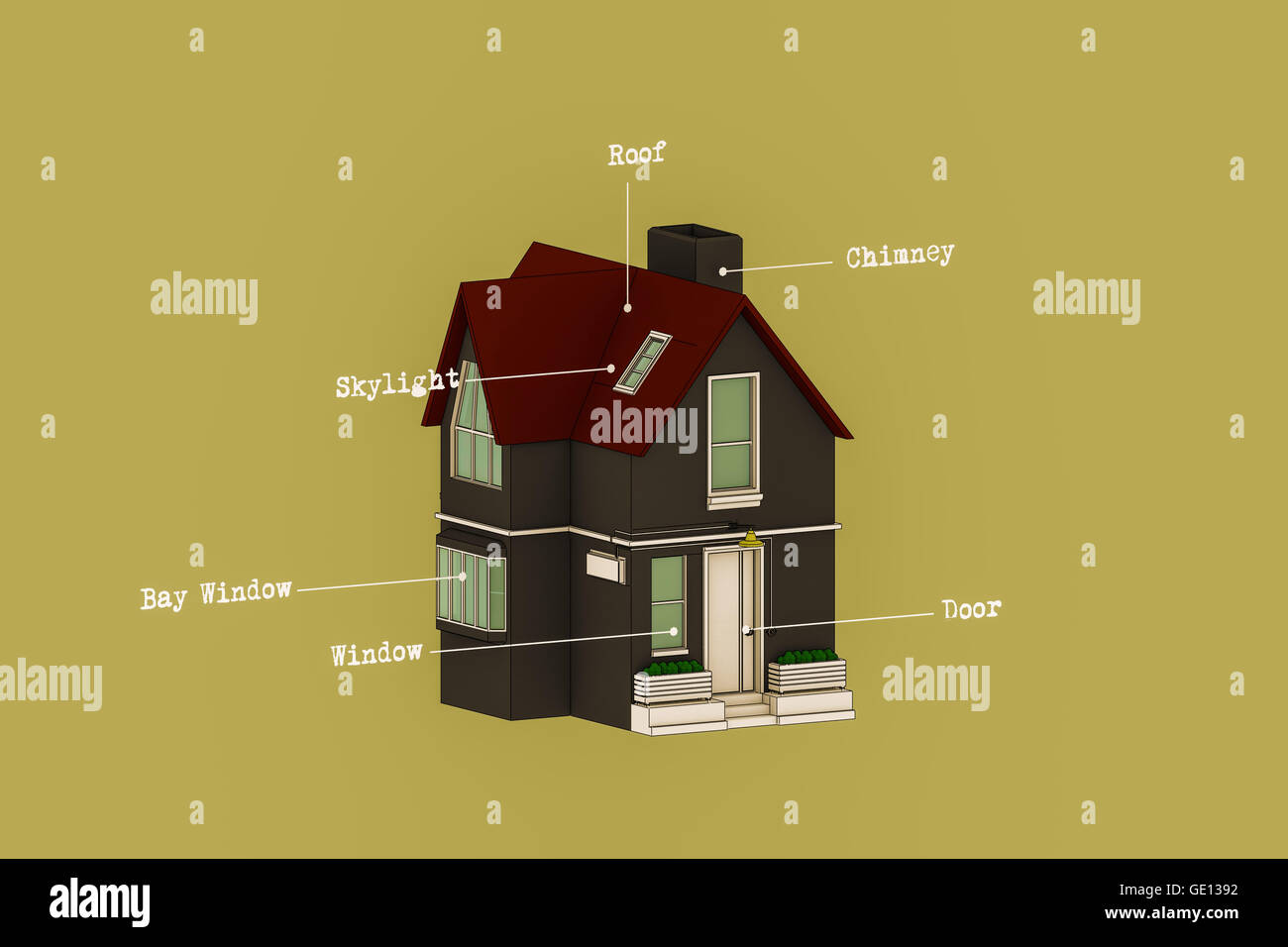 3d illustration of a simple sketched house Stock Photo - Alamy