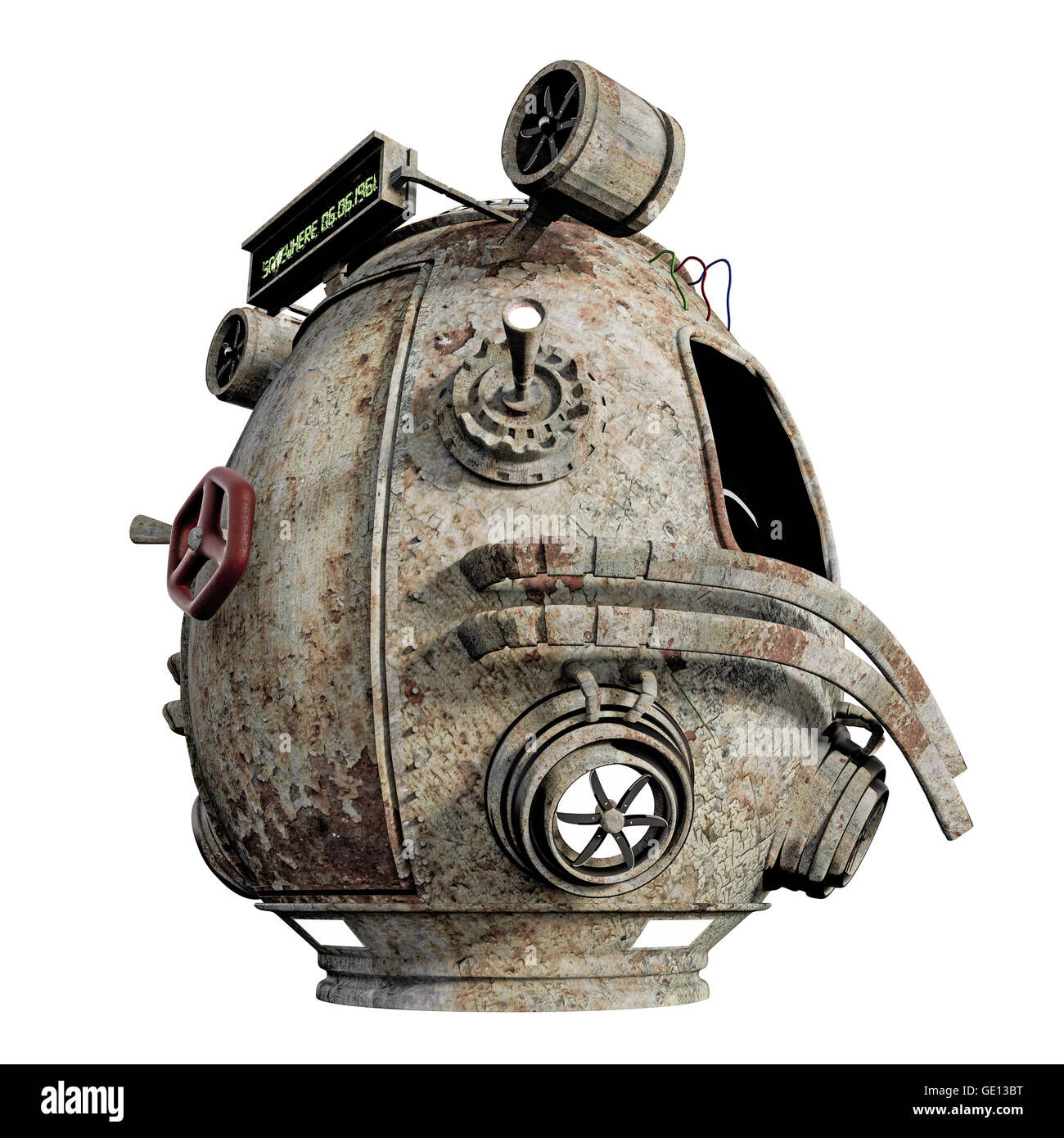 rusty time machine isolated on white background Stock Photo - Alamy