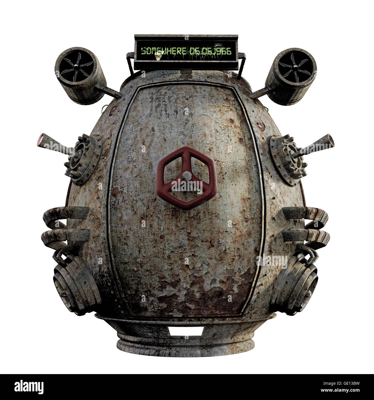 rusty time machine isolated on white background Stock Photo - Alamy