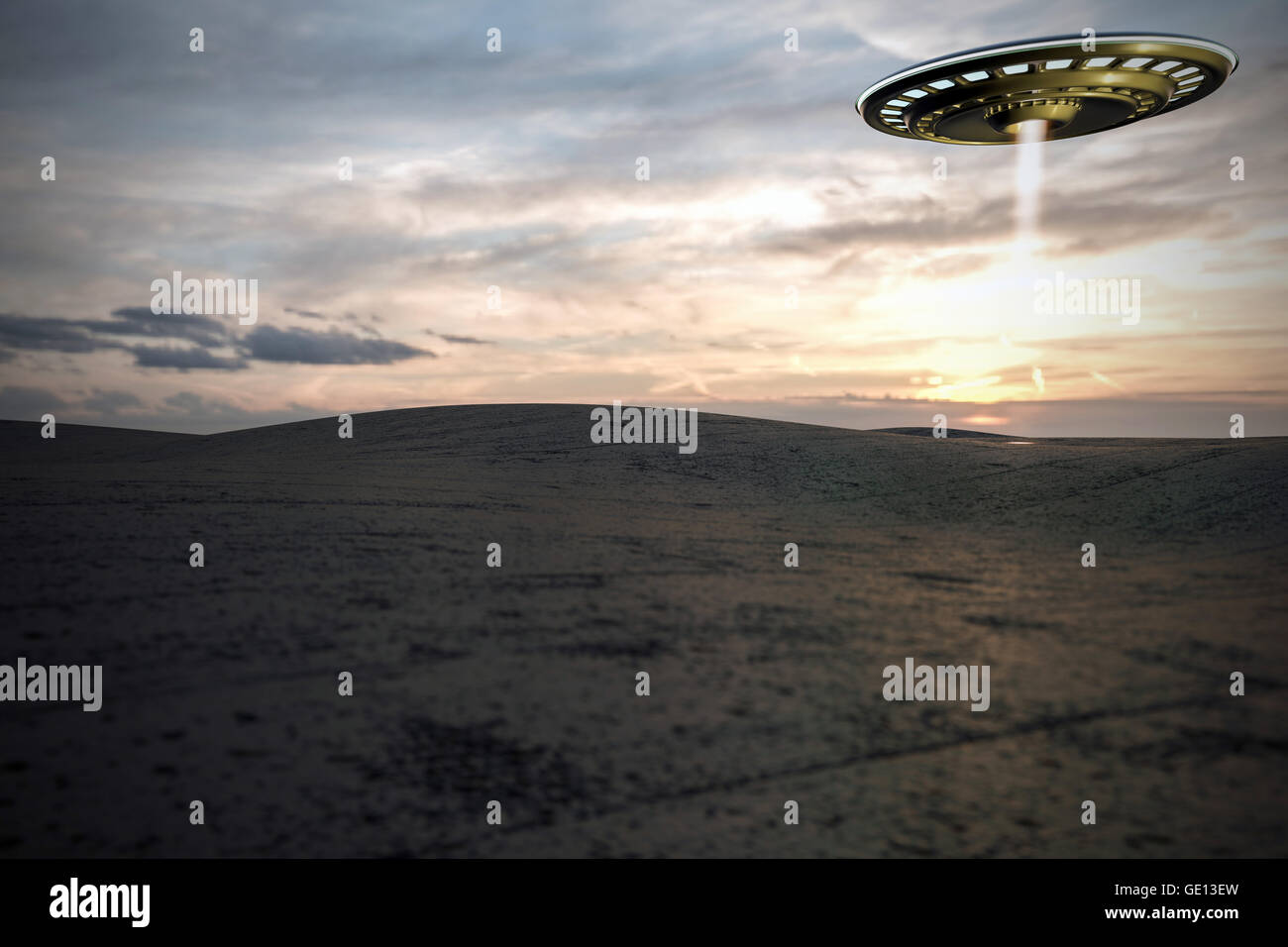 unidentified flying object take off over a desert Stock Photo - Alamy