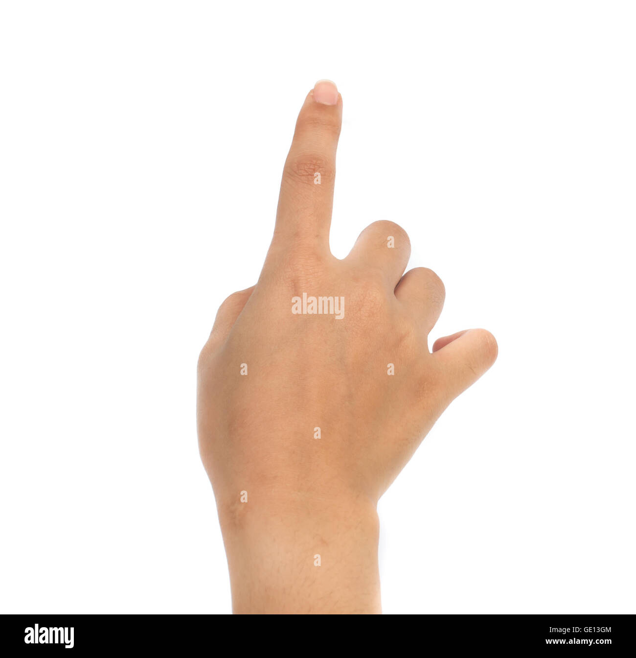 Asian women hand pointing sign isolated on white background Stock Photo ...