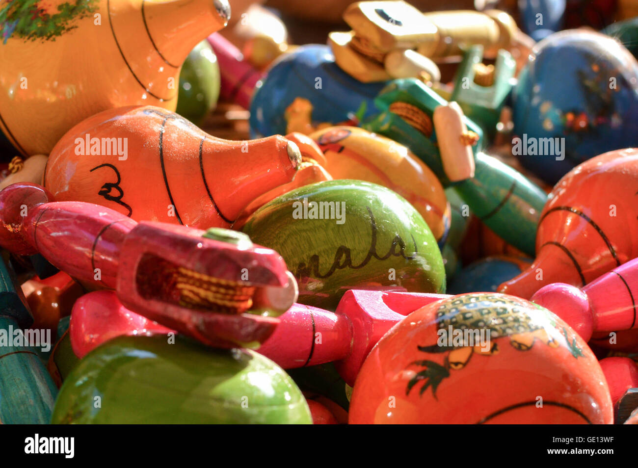 Traditional wooden handicrafts made by Maya people in Antigua ...