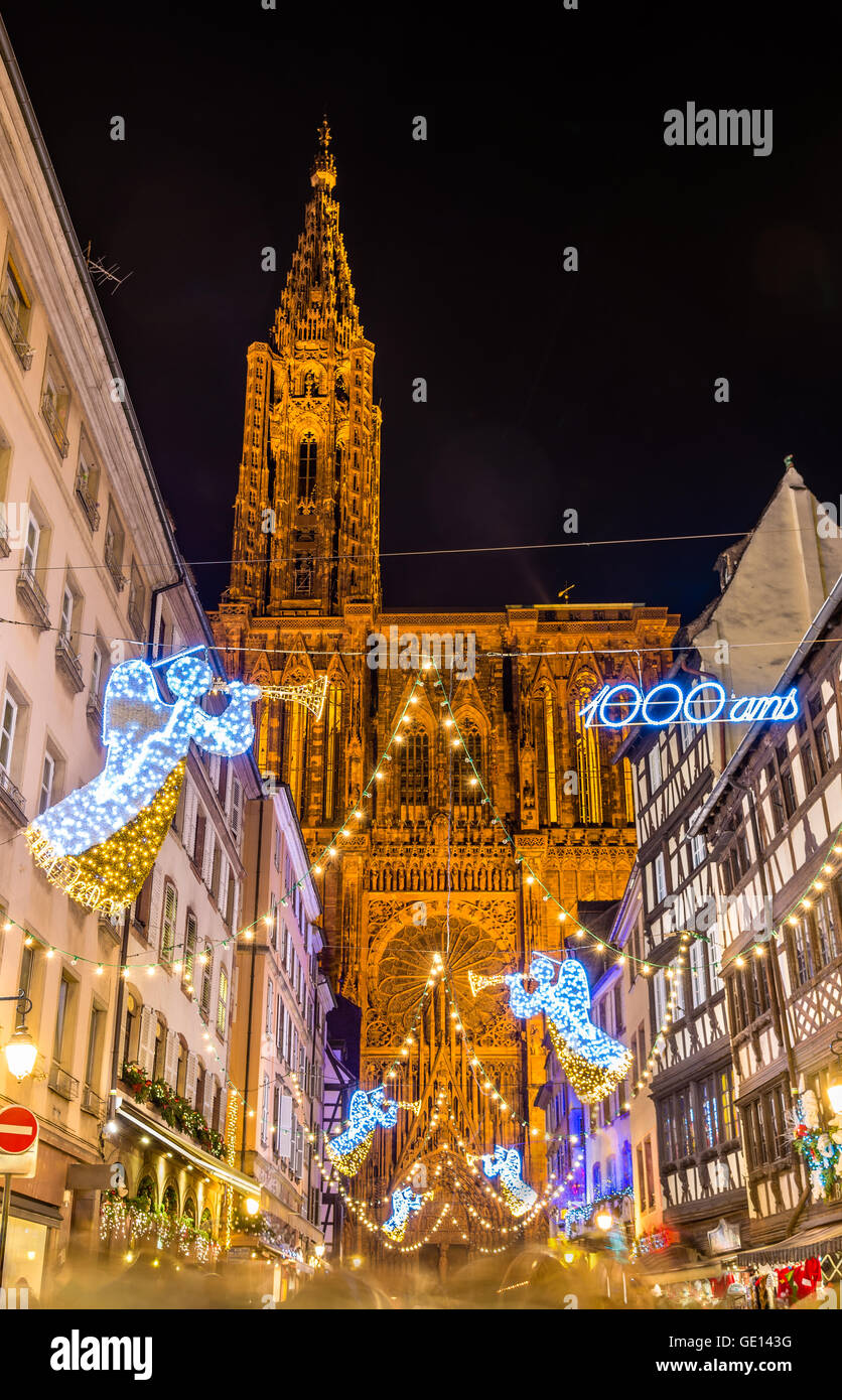 Our Lady Cathedral Strasbourg Illuminated At Night High Resolution ...