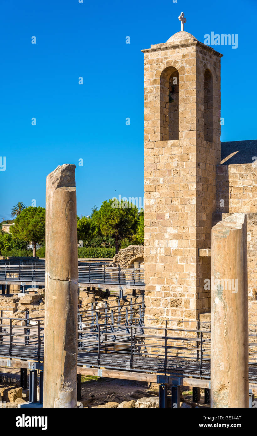 Bell tower of Panagia Chrysopolitissa Basilica in Paphos - Cypru Stock ...