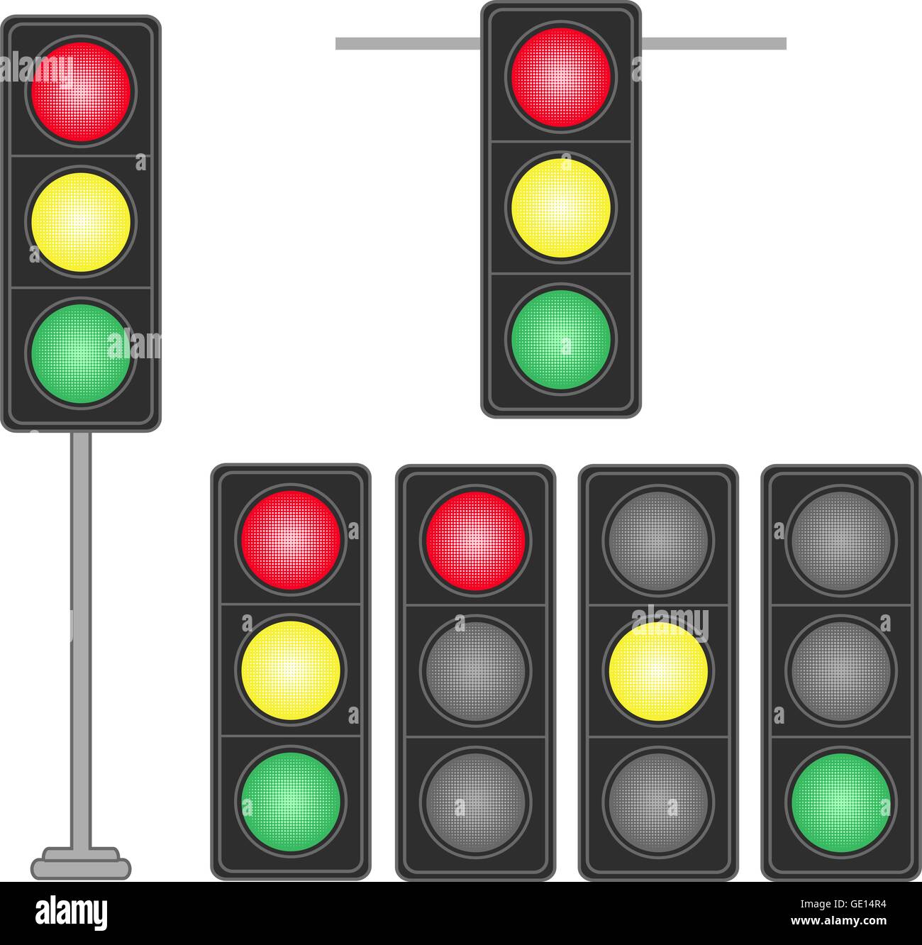 Set of traffic lights isolated on white background Stock Vector Image ...
