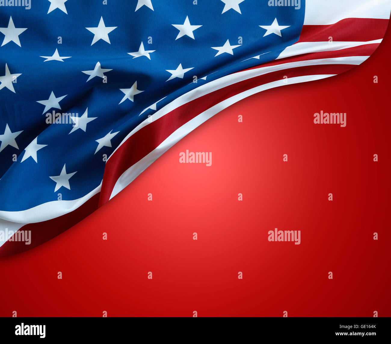 American flag on red background Stock Photo - Alamy