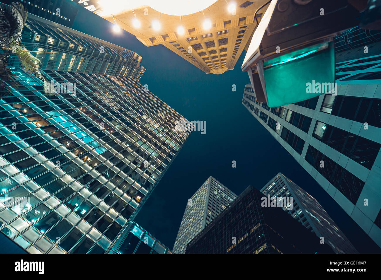 Hong Kong Central Modern Commercial Building in Night Stock Photo - Alamy