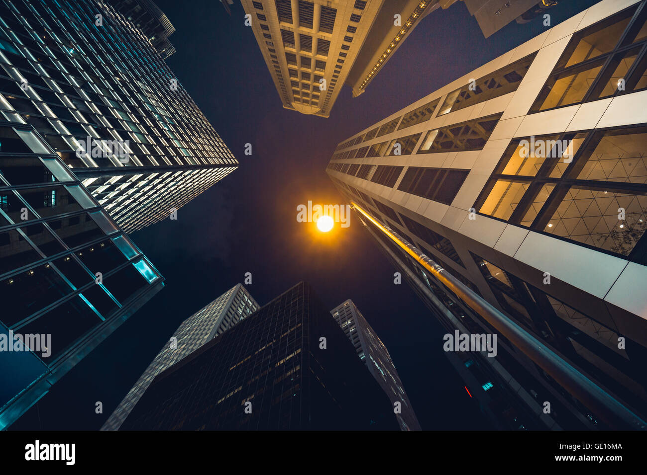 Hong Kong Central Modern Commercial Building in Night Stock Photo - Alamy