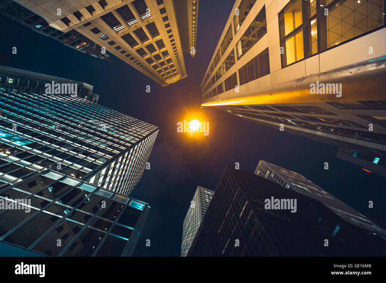 Hong Kong Central Modern Commercial Building in Night Stock Photo - Alamy