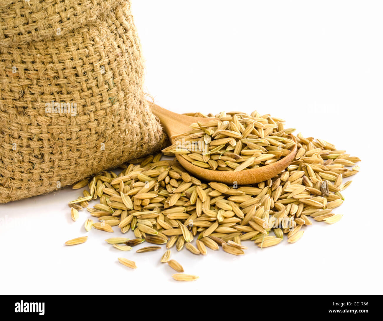 paddy rice seed in a Burlap sack Stock Photo - Alamy