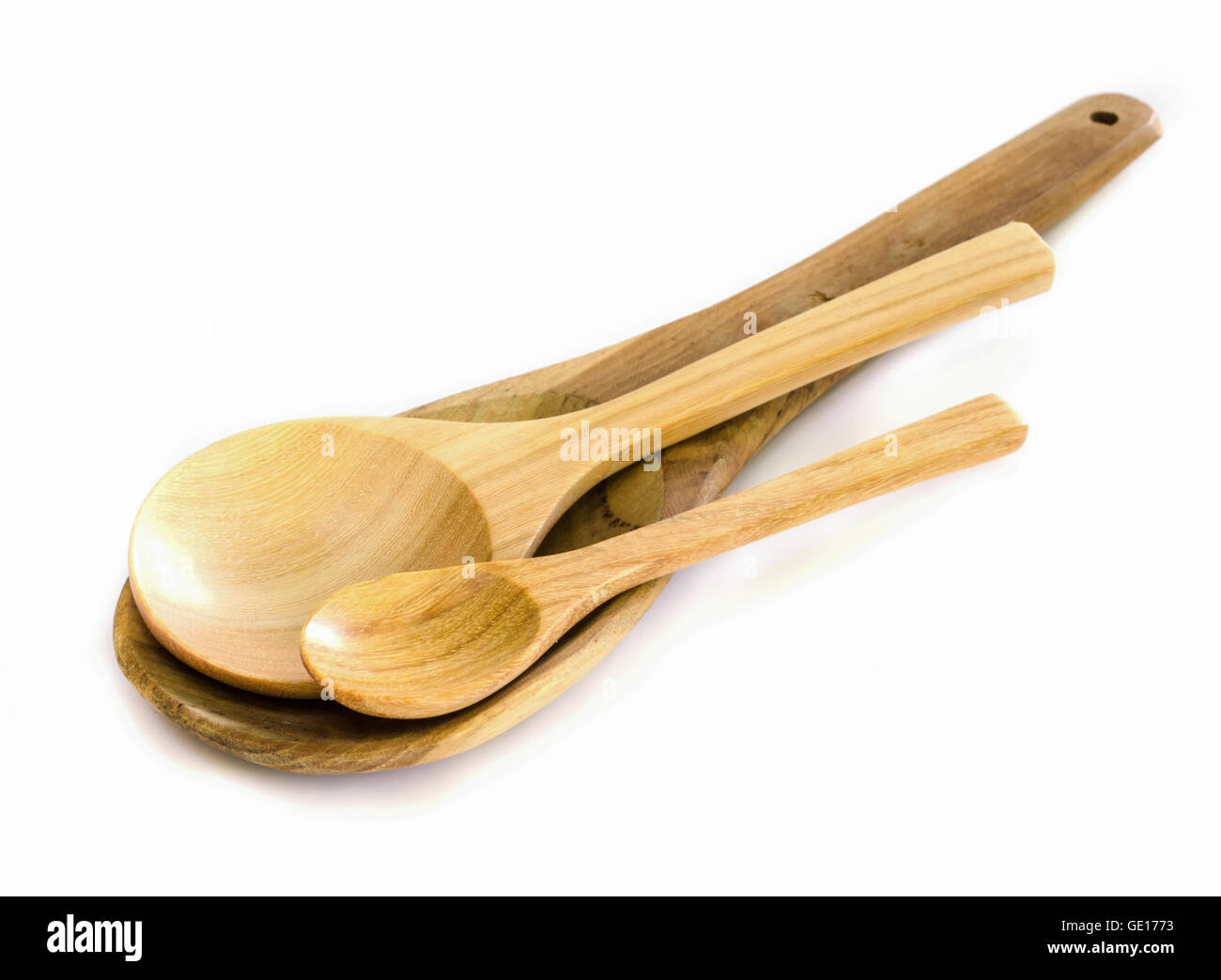 Handmade wooden spoon isolated on a white background Stock Photo - Alamy