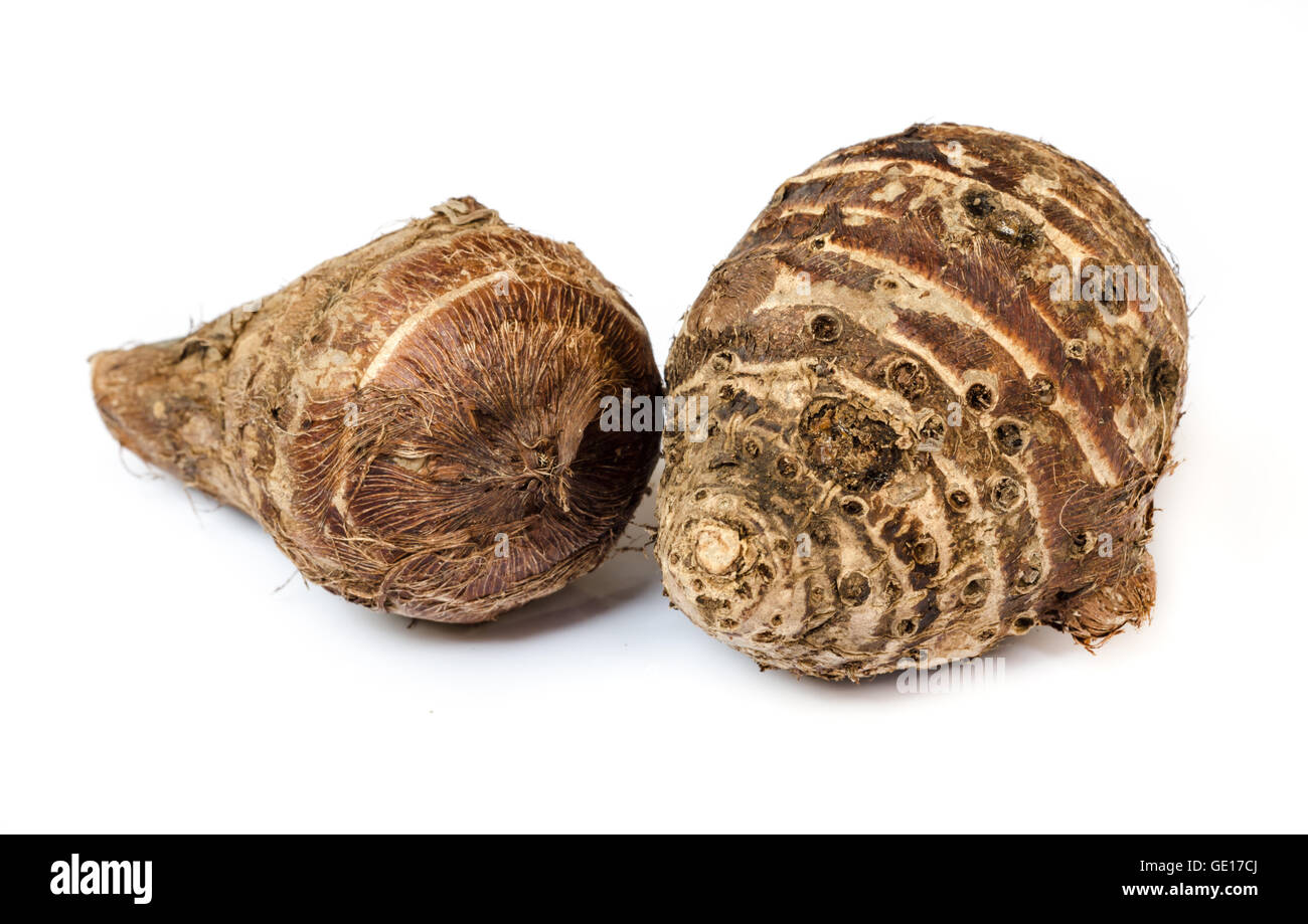 taro roots isolated on white background Stock Photo - Alamy