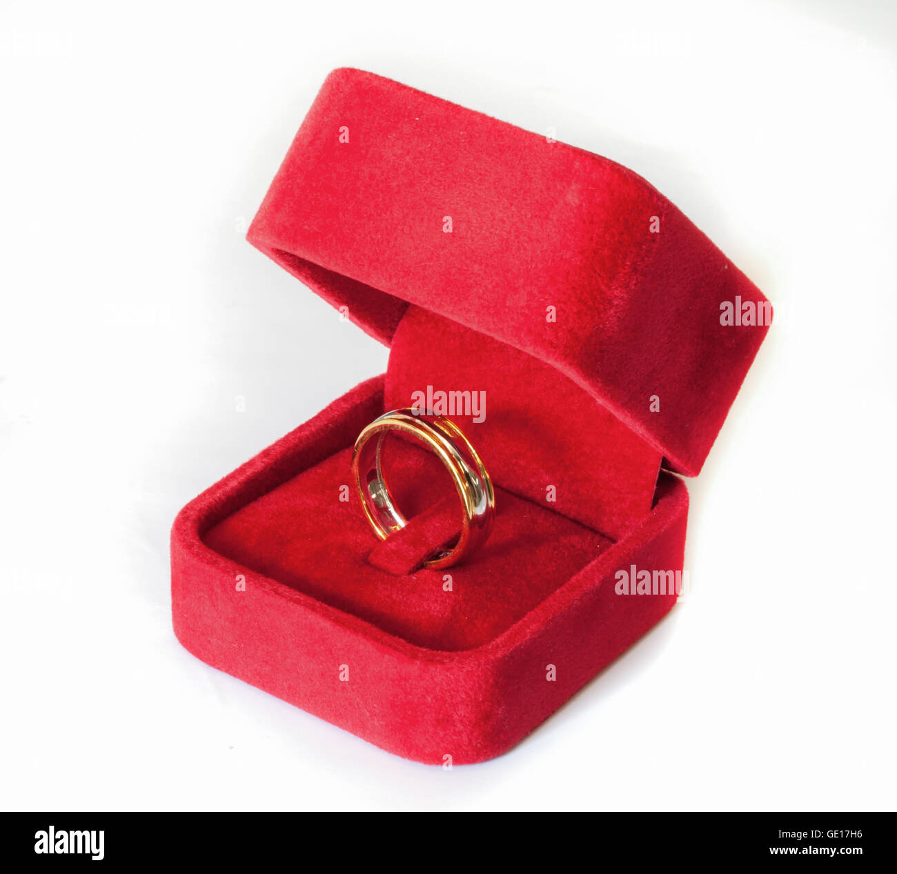 Gold wedding rings in a red box Stock Photo - Alamy