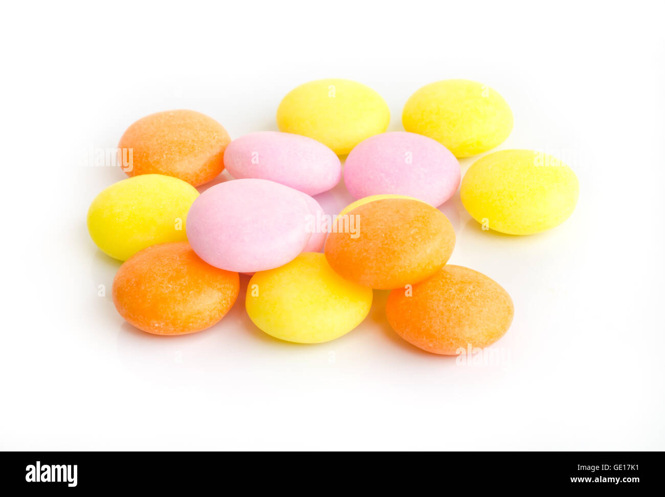 sweet color candy on white background Stock Photo - Alamy
