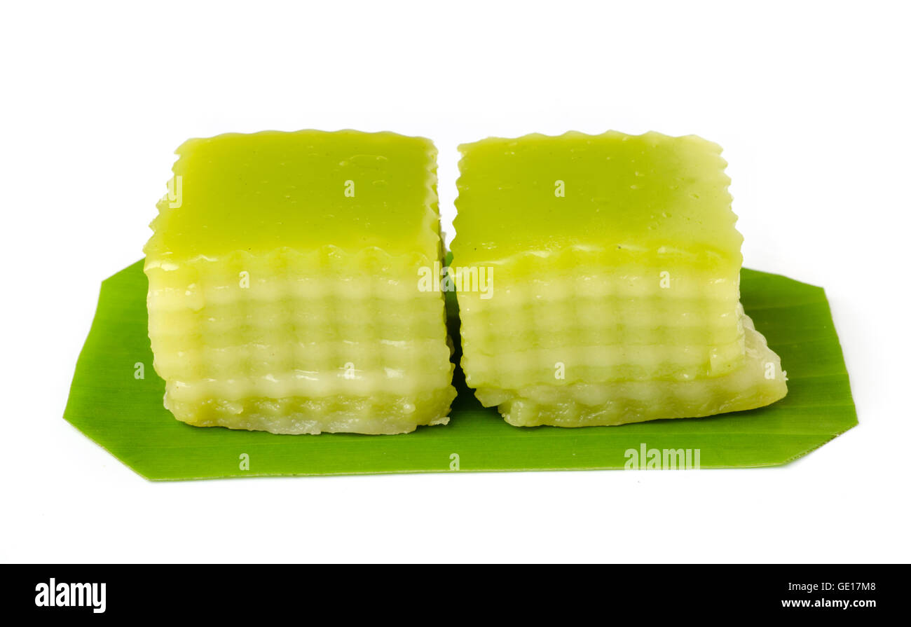 Jelly with Coconut Cream Topping (Kanom chun) ,Traditional Thai ...