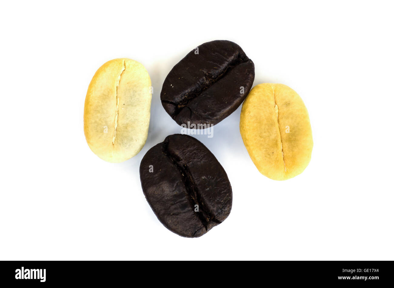 unroasted and roasted coffee beans from arabica coffee Stock Photo - Alamy