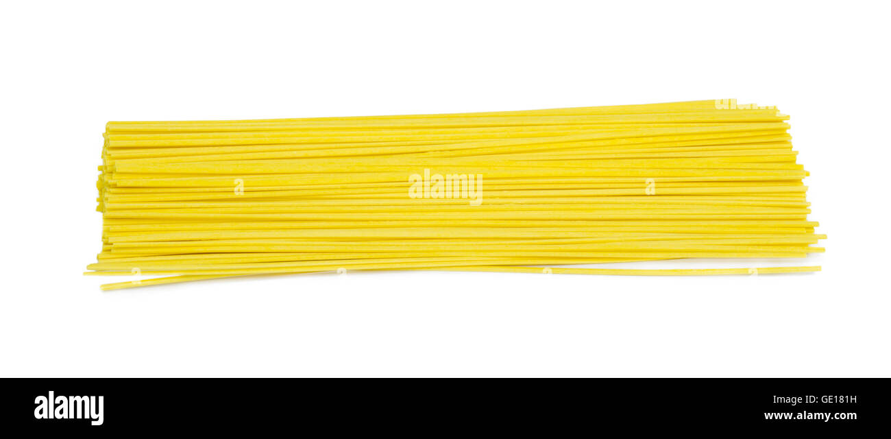 uncooked italian spaghetti Noodles on white background Stock Photo - Alamy