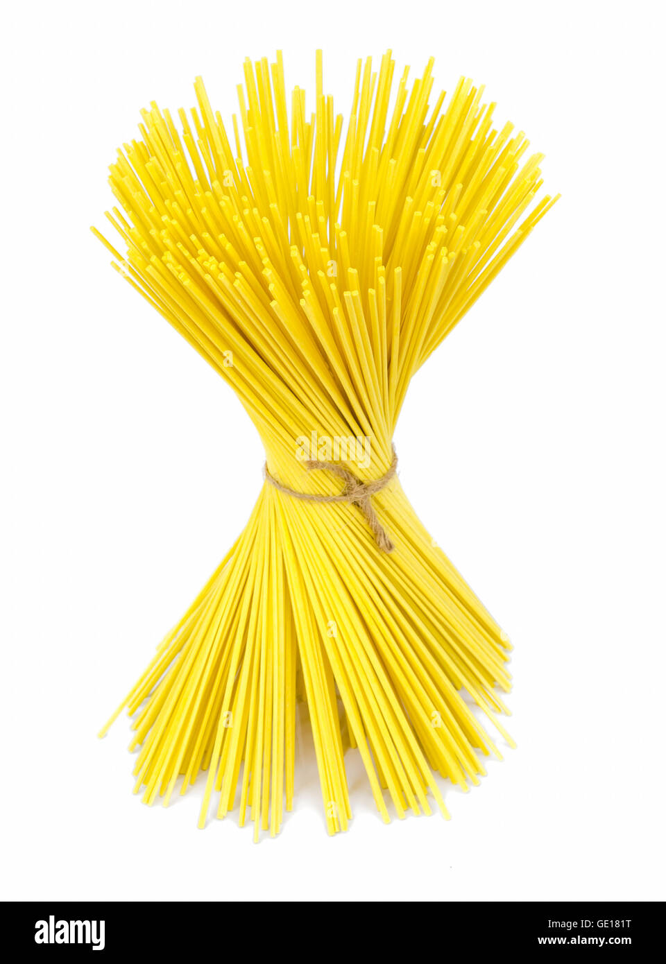uncooked italian spaghetti Noodles on white background Stock Photo - Alamy