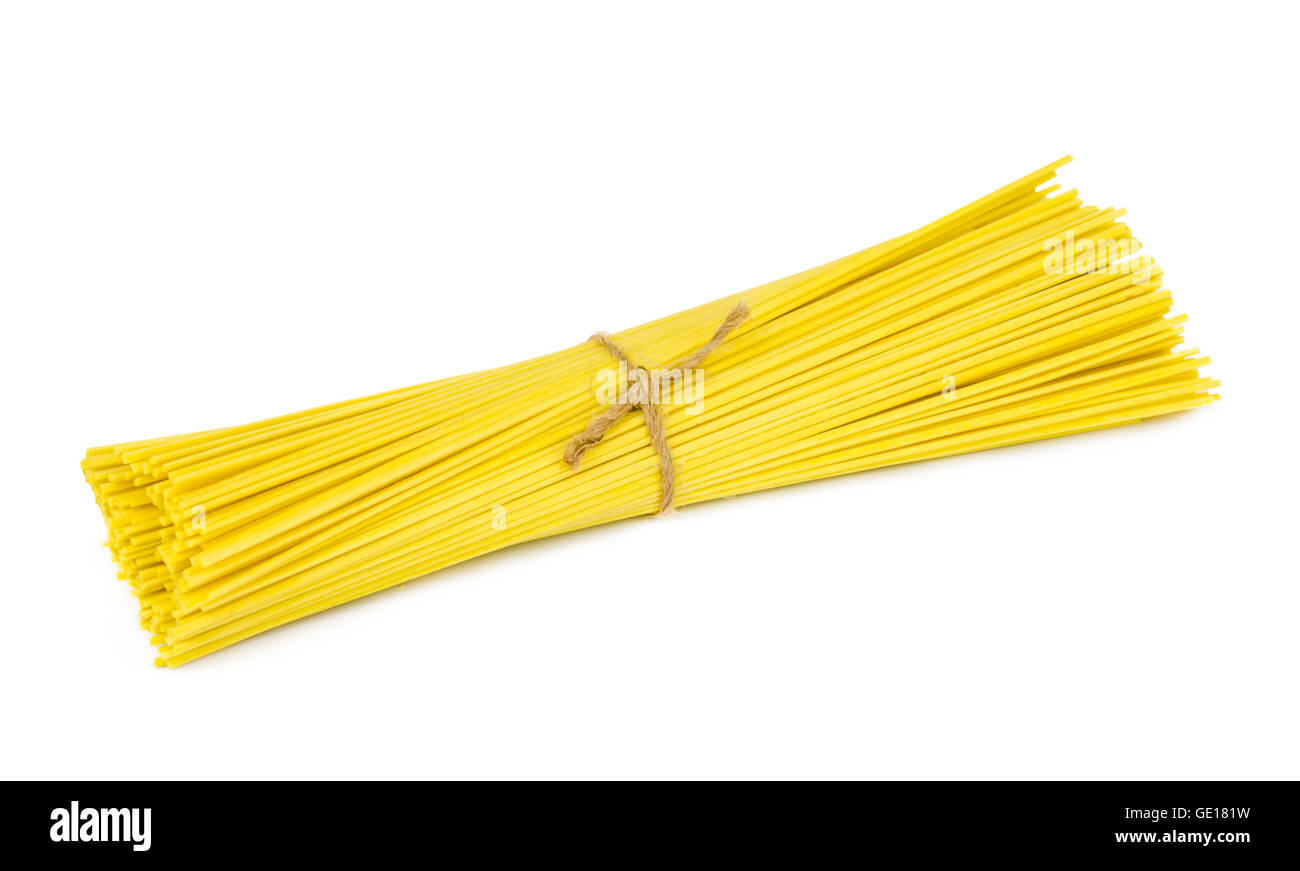 uncooked italian spaghetti Noodles on white background Stock Photo - Alamy