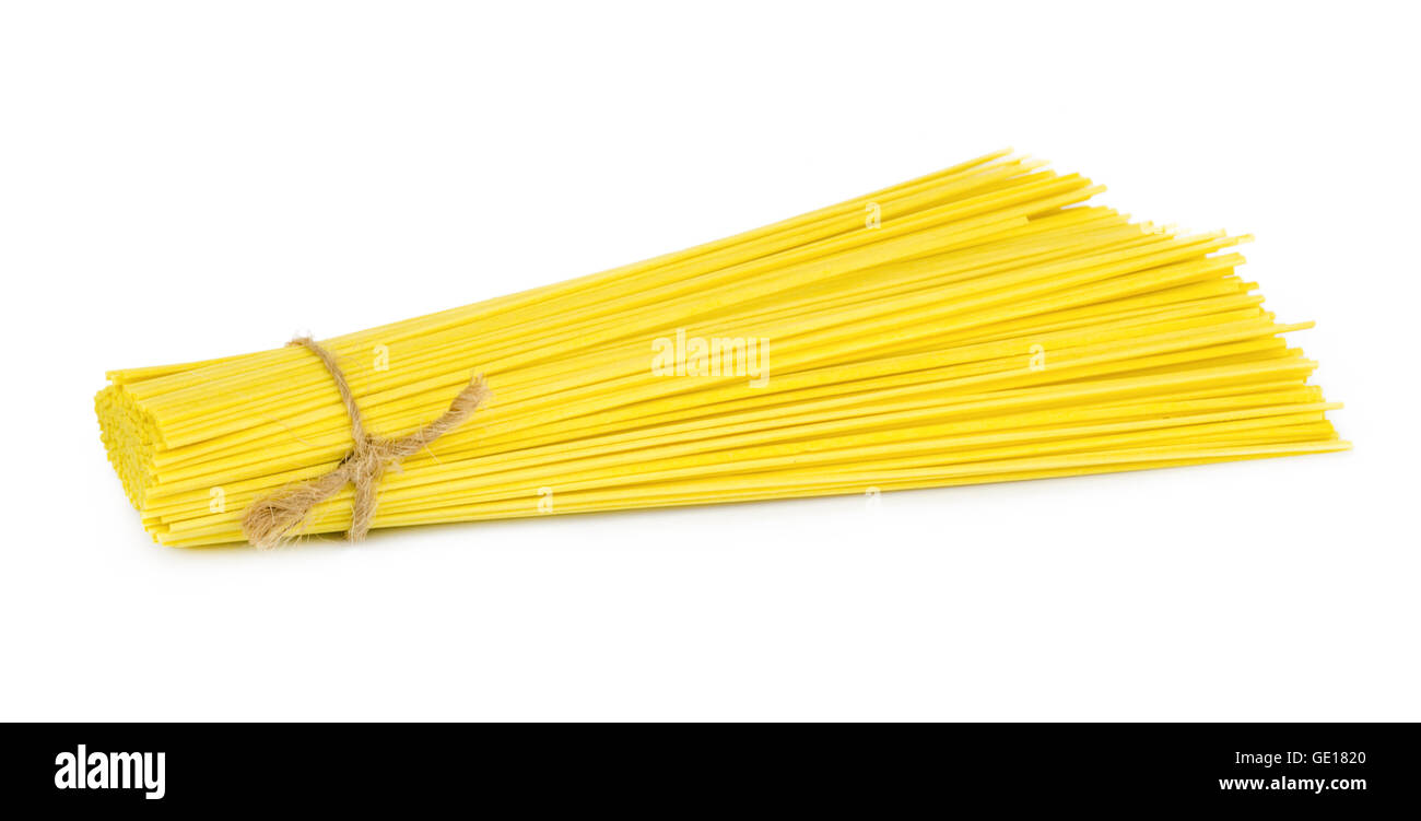 uncooked italian spaghetti Noodles on white background Stock Photo - Alamy