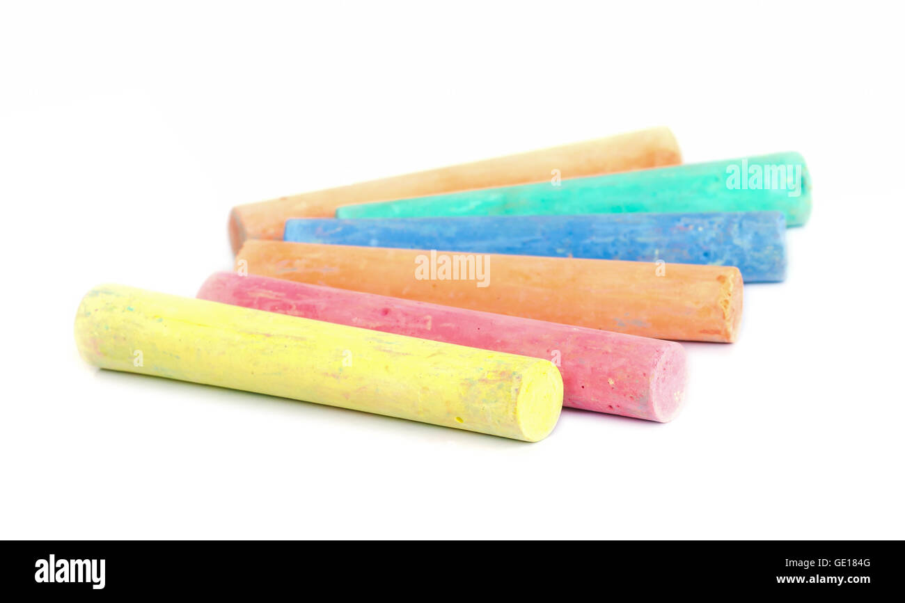 Colorful chalk isolated on white background Stock Photo - Alamy