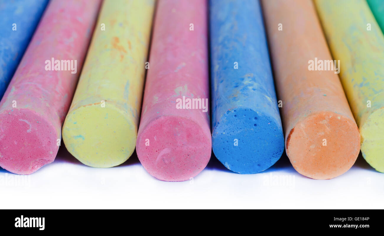 Colorful chalk isolated on white background Stock Photo - Alamy