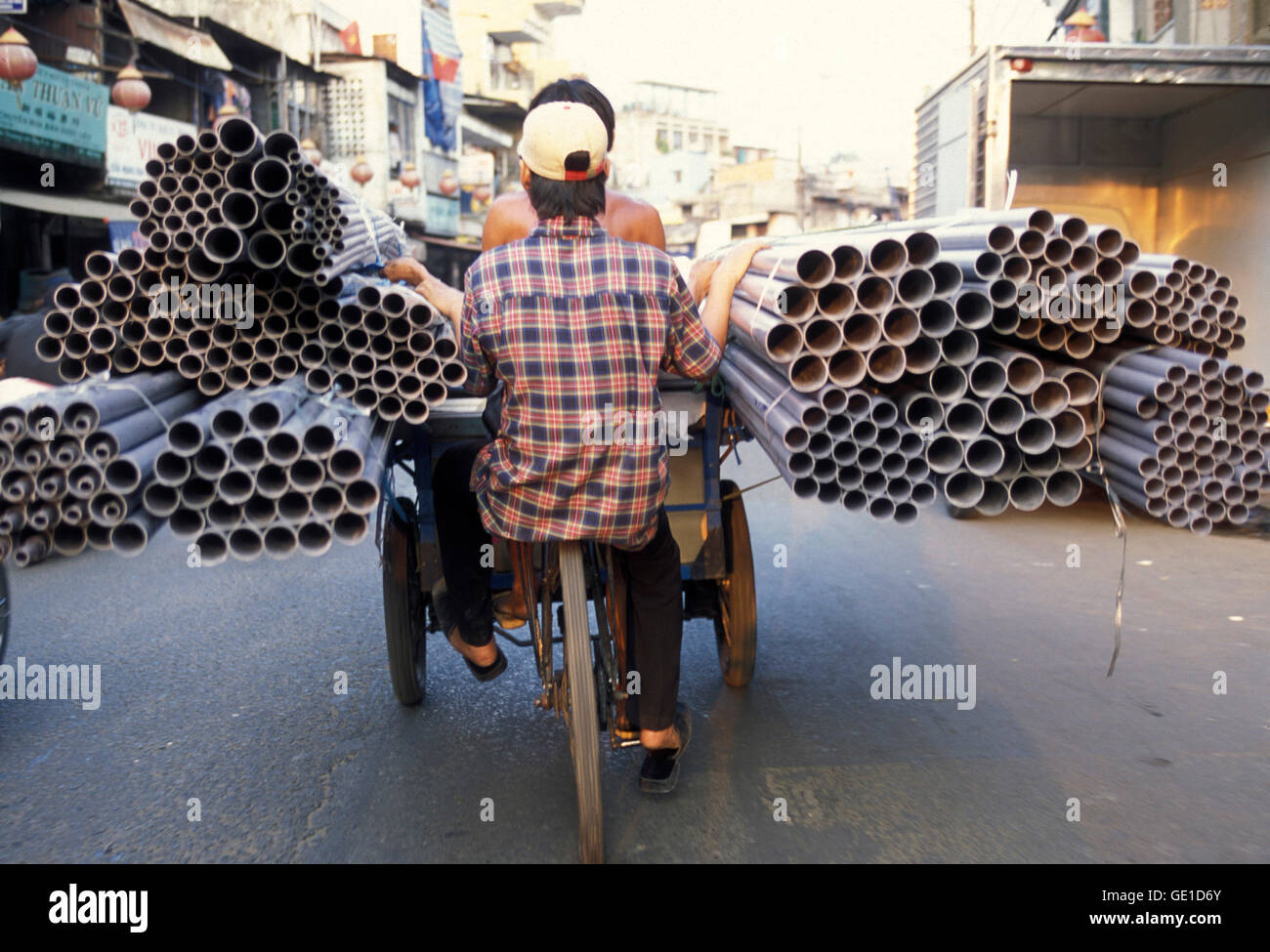 people on the bicycle in the city of ho chi minh city in Vietnam Stock ...
