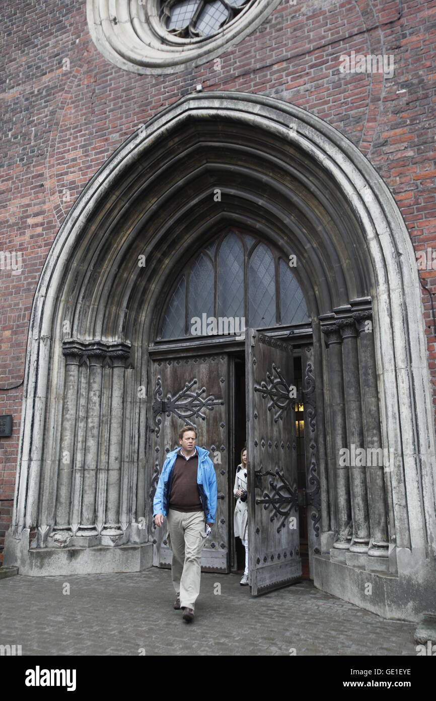 the inside of the Dom in the old town in the city of riga in latvia in ...