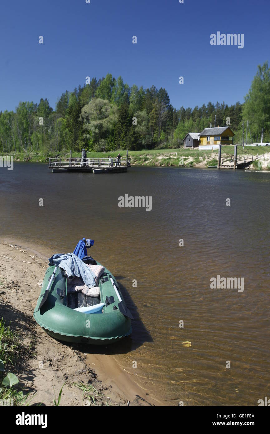 the gauja river near the town of sigulda near city of riga in latvia in ...