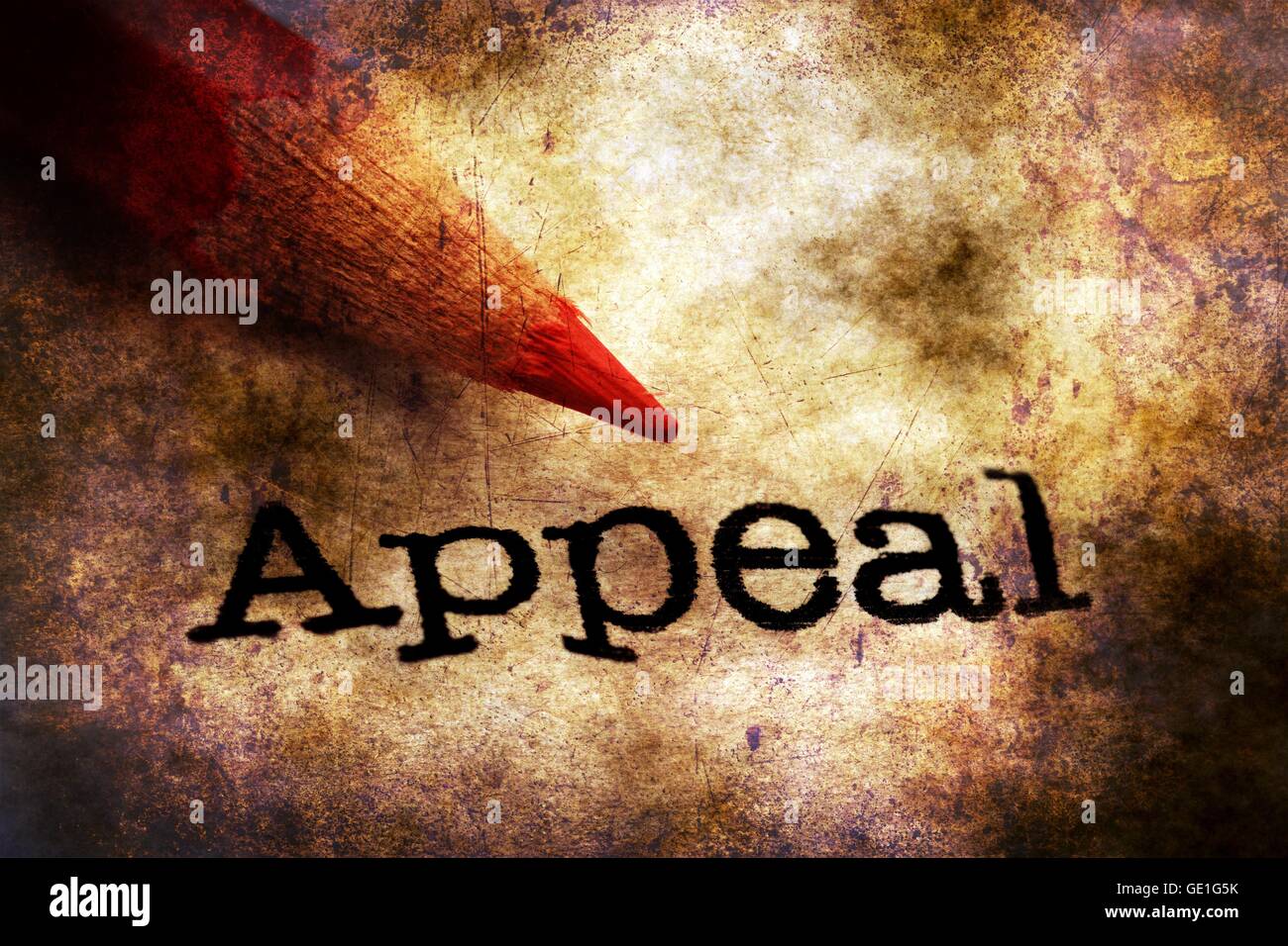 Pencil on appeal text Stock Photo - Alamy