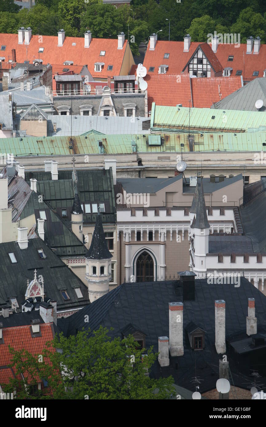 the view over the city of riga in latvia in the baltic region in europe ...