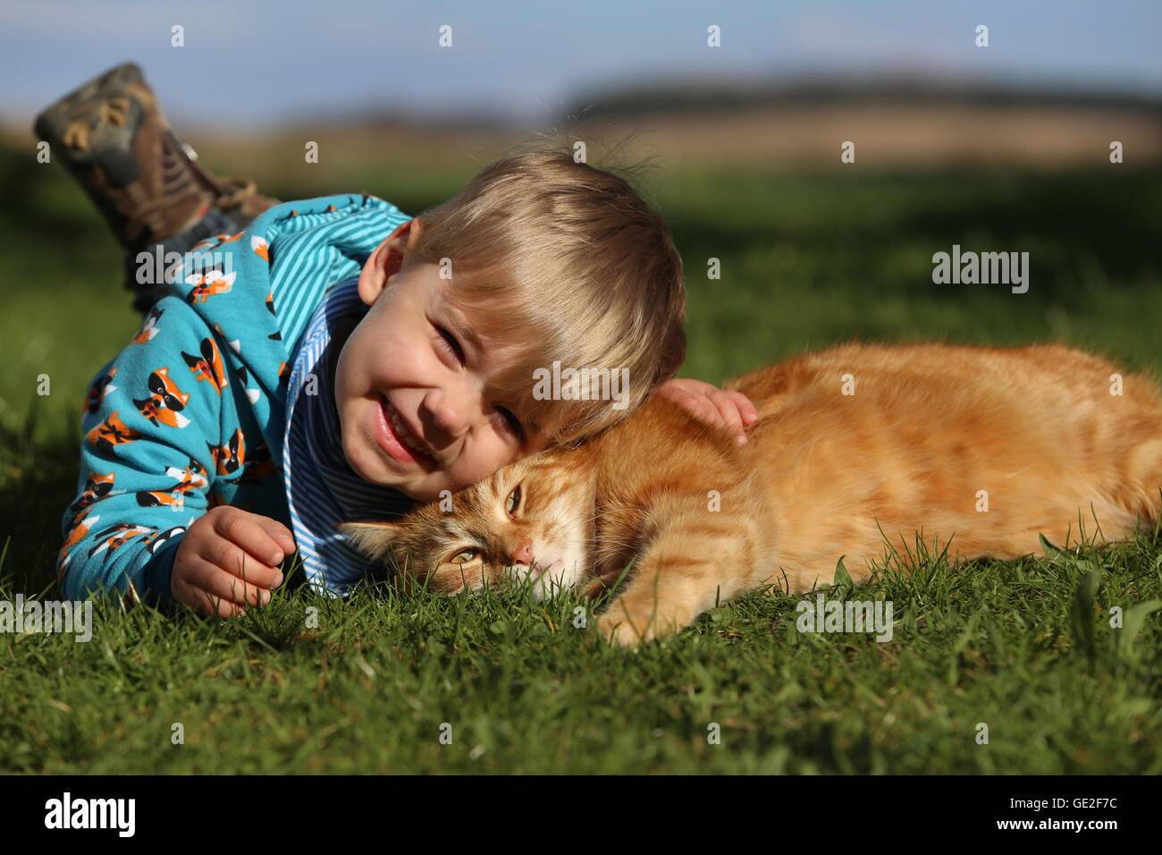 child and cat Stock Photo - Alamy