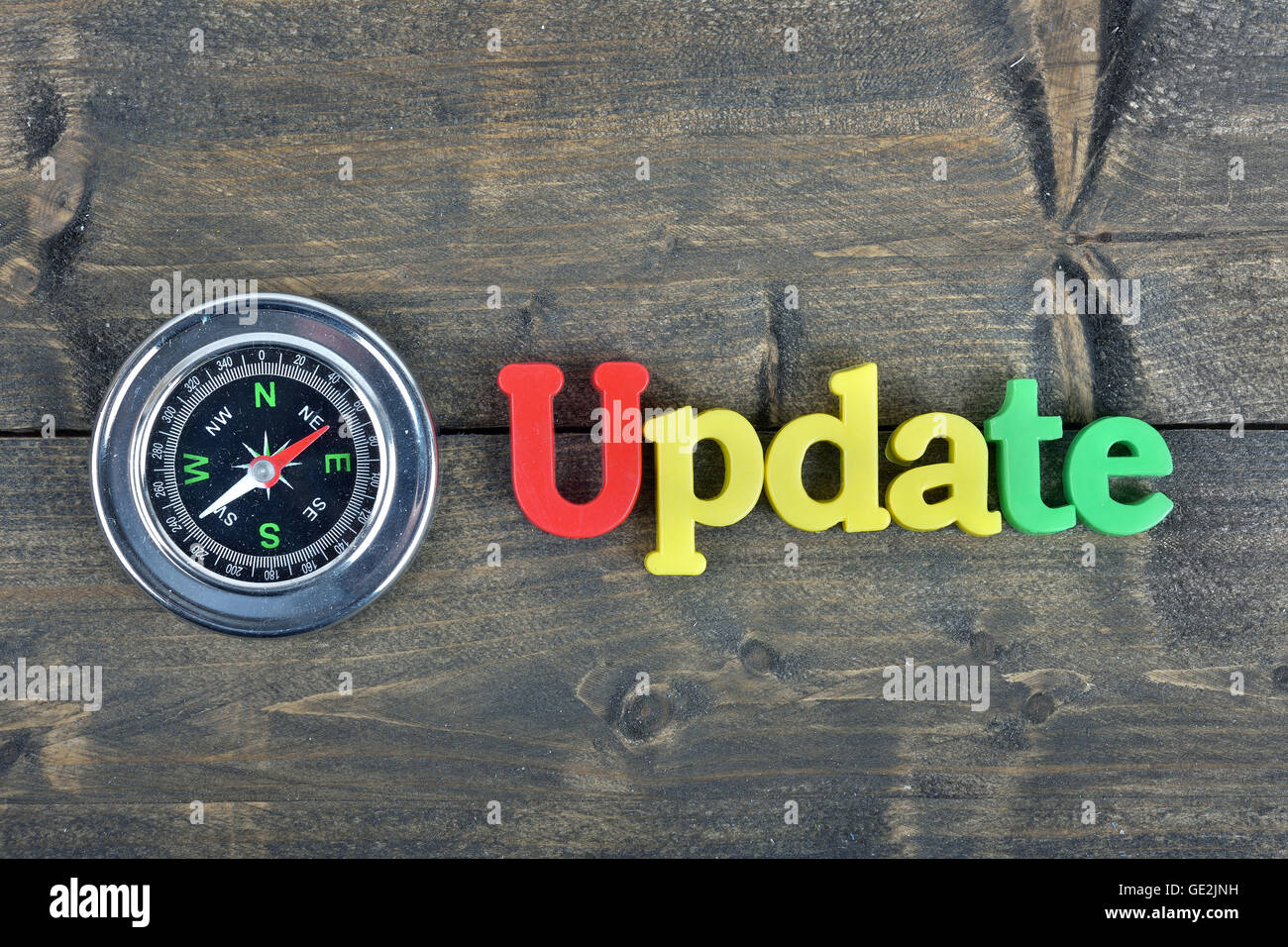 Update word on wooden table Stock Photo - Alamy