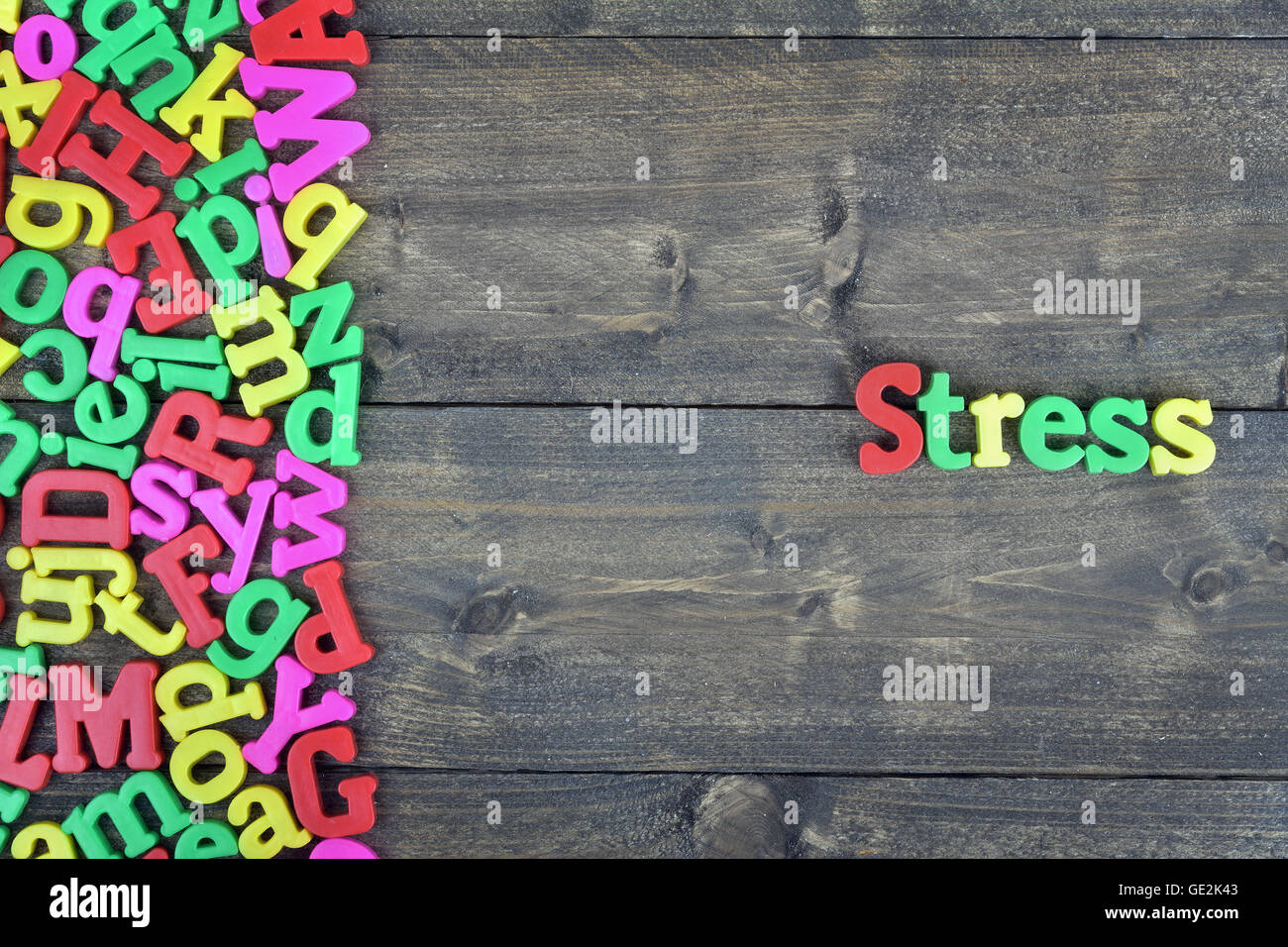 Stress word on wooden table Stock Photo - Alamy