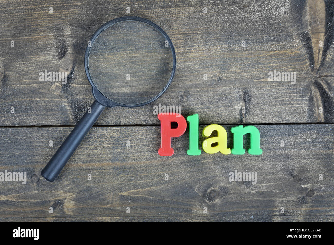 Plan word on wooden table Stock Photo - Alamy
