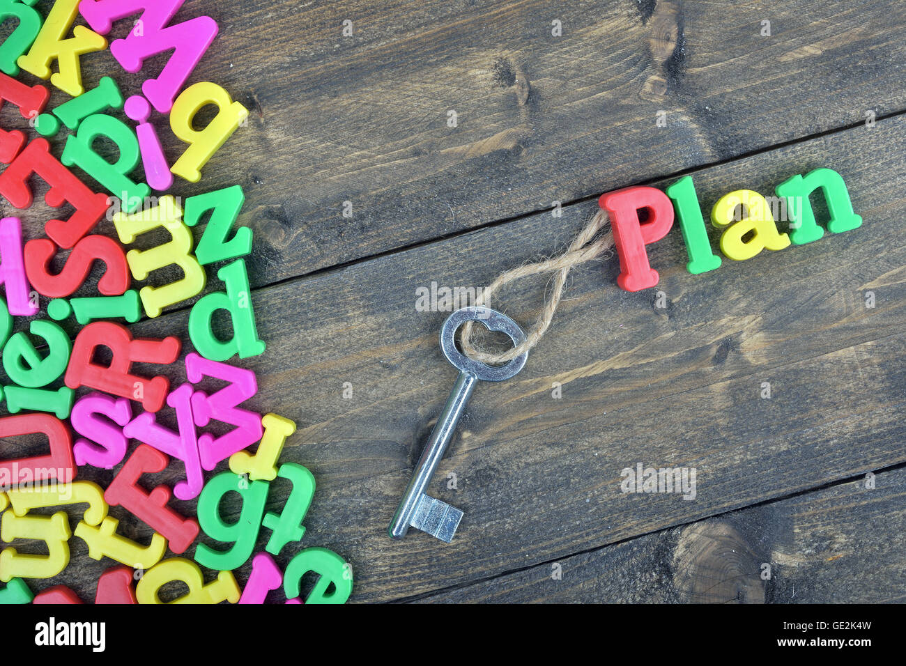 Plan word on wooden table Stock Photo - Alamy