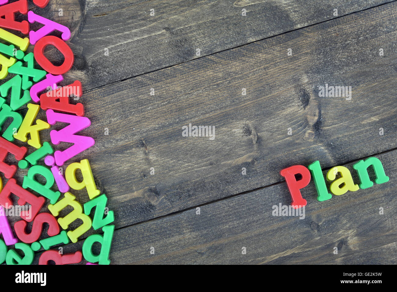 Plan word on wooden table Stock Photo - Alamy